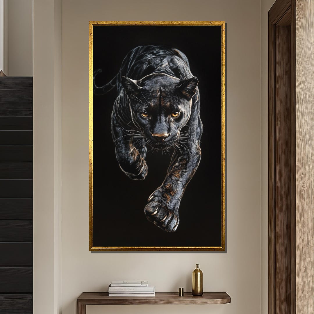 Black Panther Canvas Painting - Majestic Animal Wall Art - Bold ...