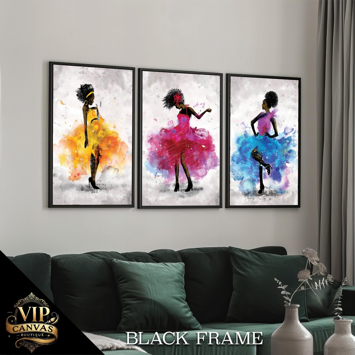 Colorful Dance Trio 3-piece Canvas Wall Art Set - Vibrant Dancer ...
