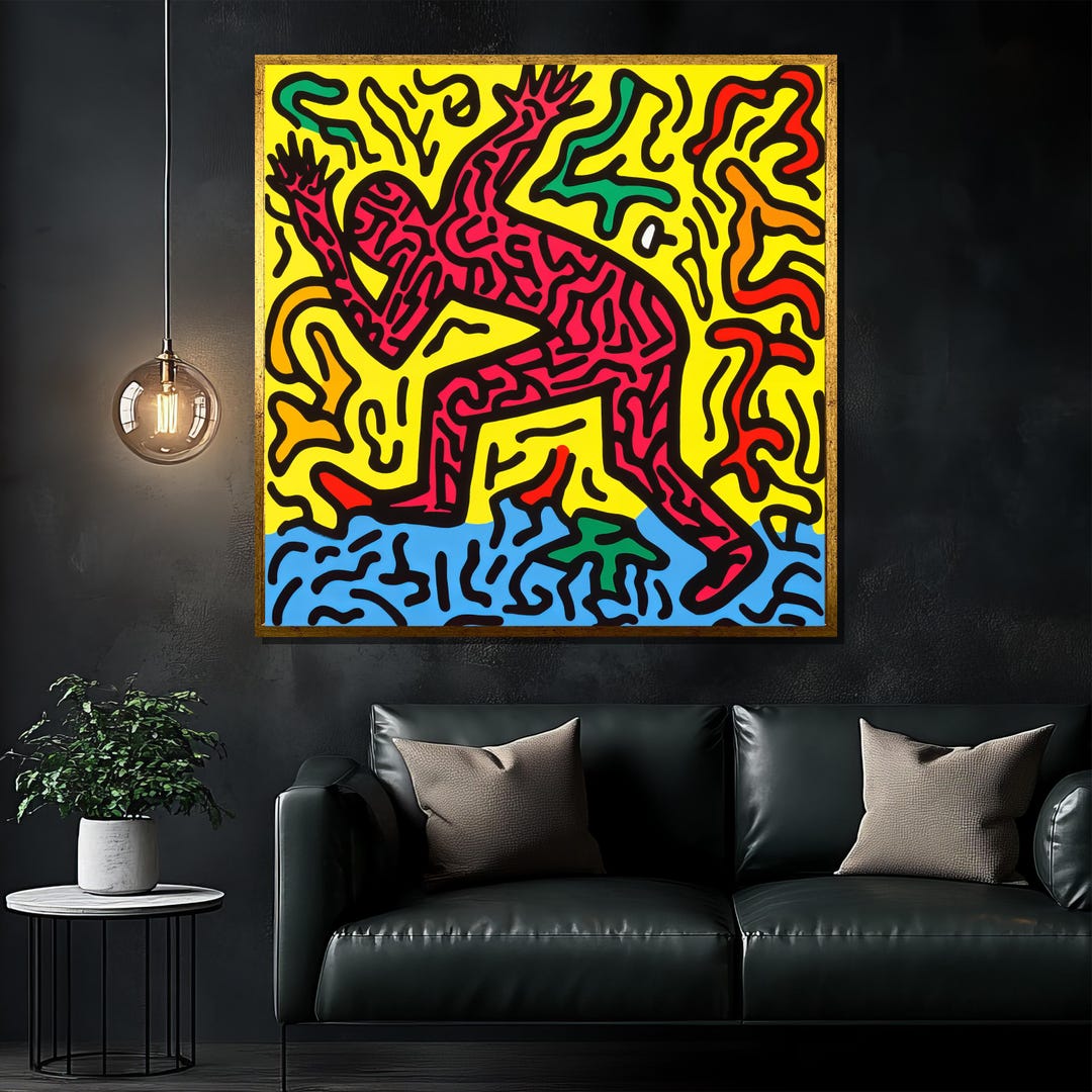 Keith Haring Running Figure Canvas - Iconic Pop Art Wall Decor ...