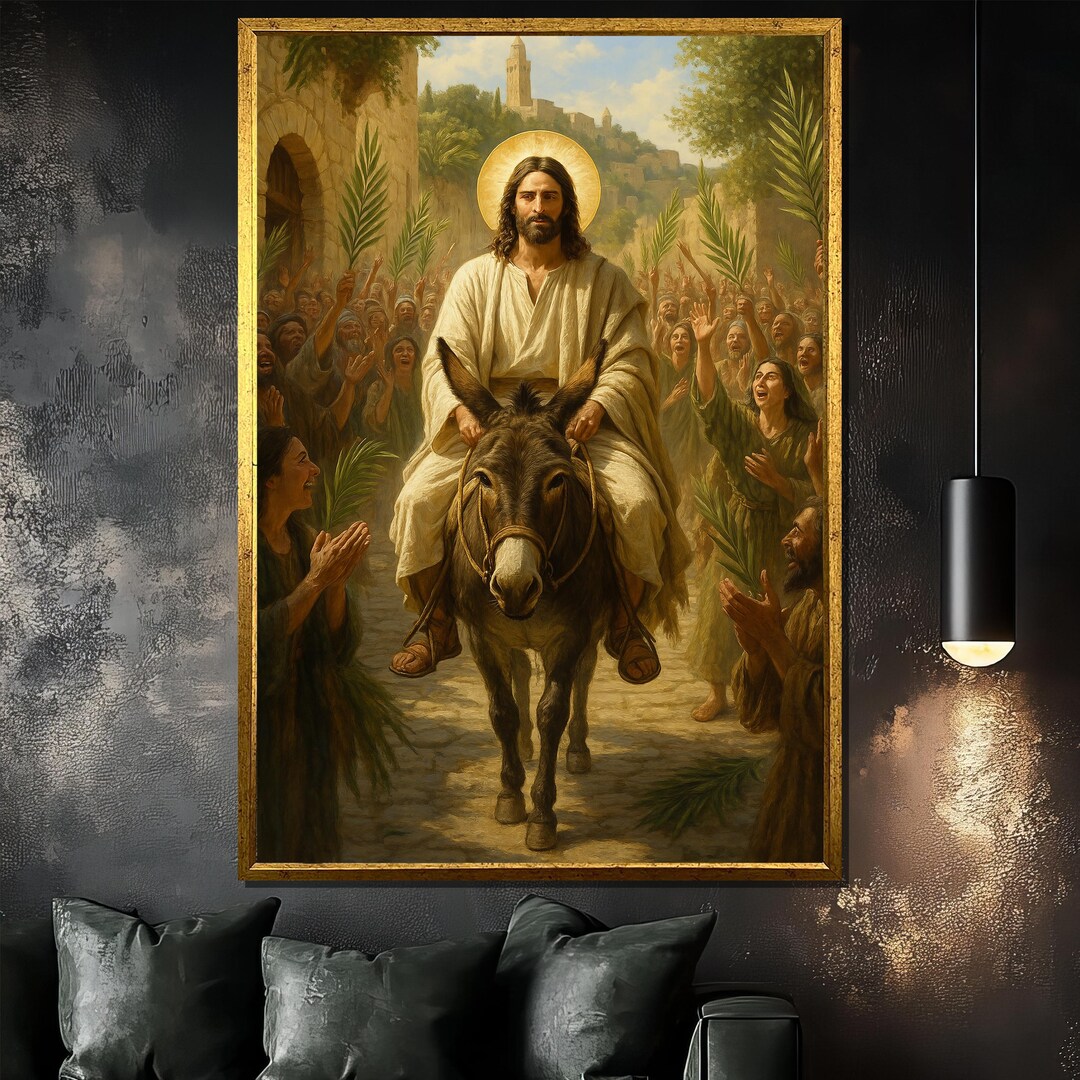 Jesus Triumphal Entry Into Jerusalem Canvas Painting, Palm Sunday ...
