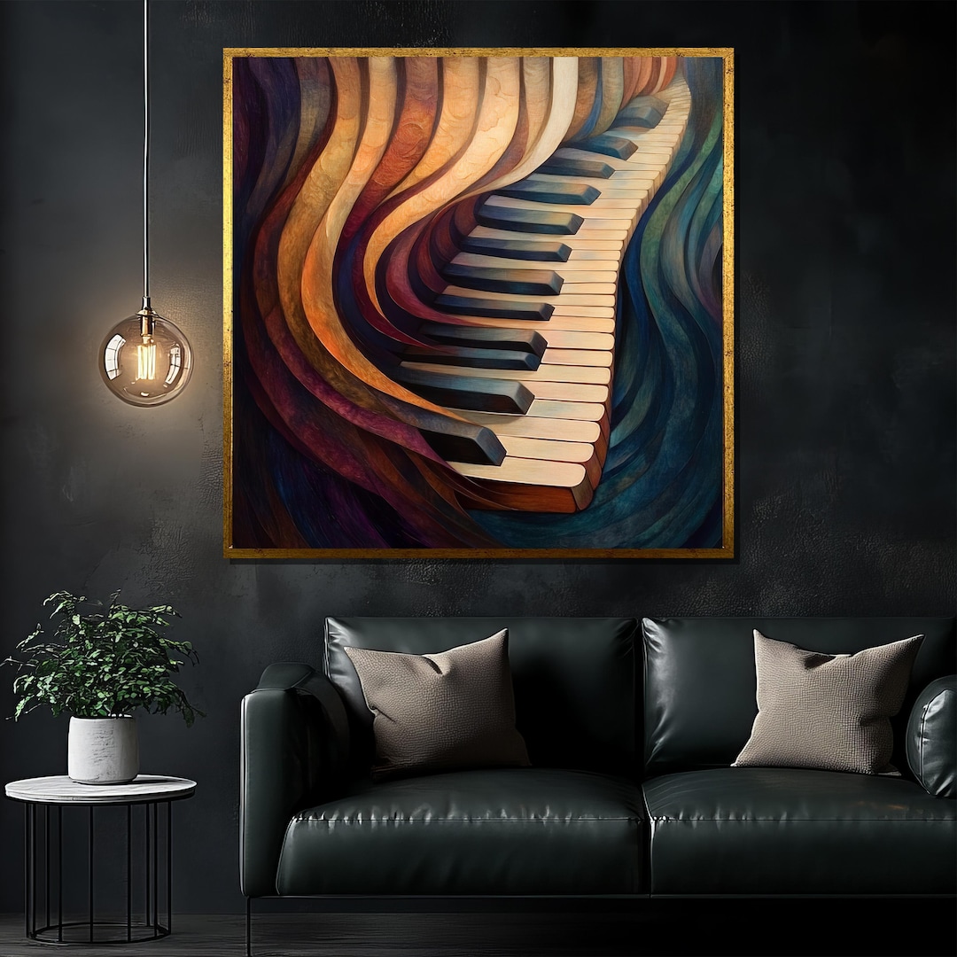 Abstract Piano Keys Canvas Painting, Musical Wall Art, Piano Keys ...