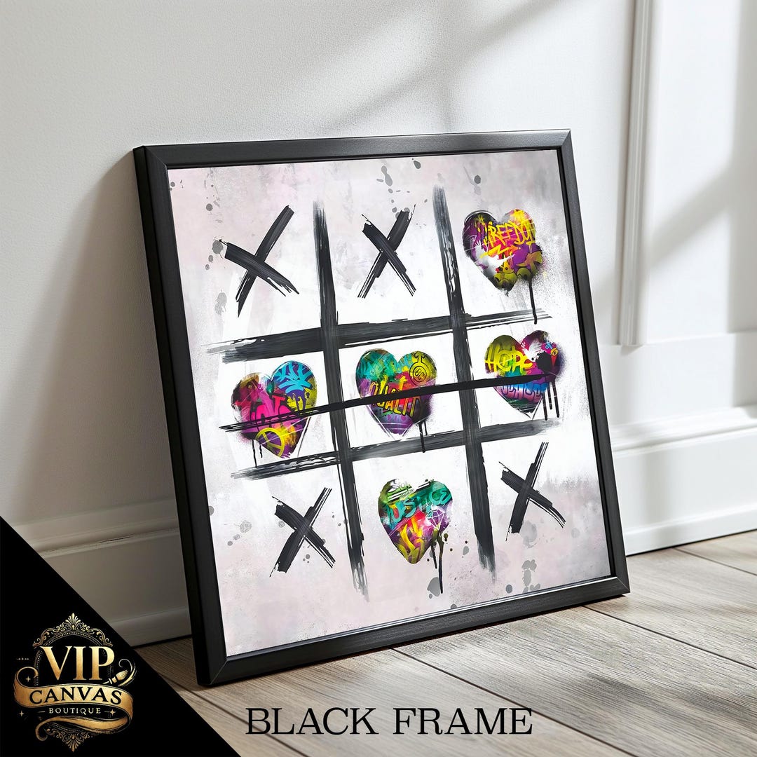 Banksy-inspired Graffiti Tic-tac-toe - Colorful Urban Art Canvas ...