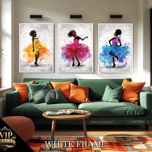 Colorful Dance Trio 3-piece Canvas Wall Art Set - Vibrant Dancer ...