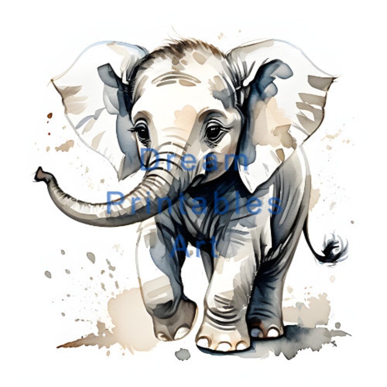 Cute Little Elephant Clipart 10 High Quality 300 DPI Digital Download ...