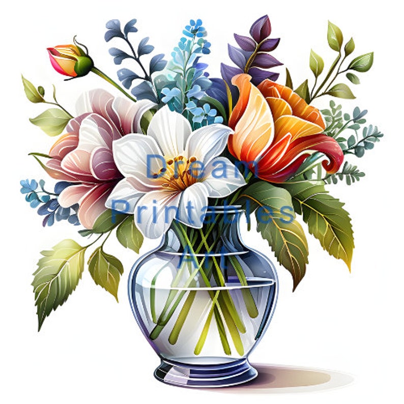 Vase of Flowers Clipart 10 High Quality 300 DPI Pngs Digital Download ...