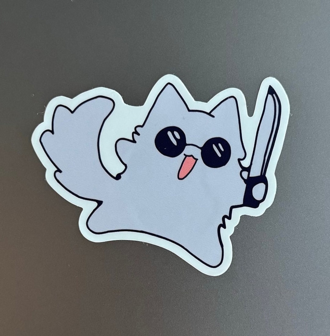 Gojo Cat Sword Sticker 3" Vinyl Die Cut - Etsy