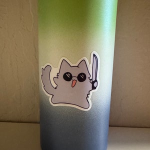 Gojo Cat Sword Sticker 3" Vinyl Die Cut - Etsy