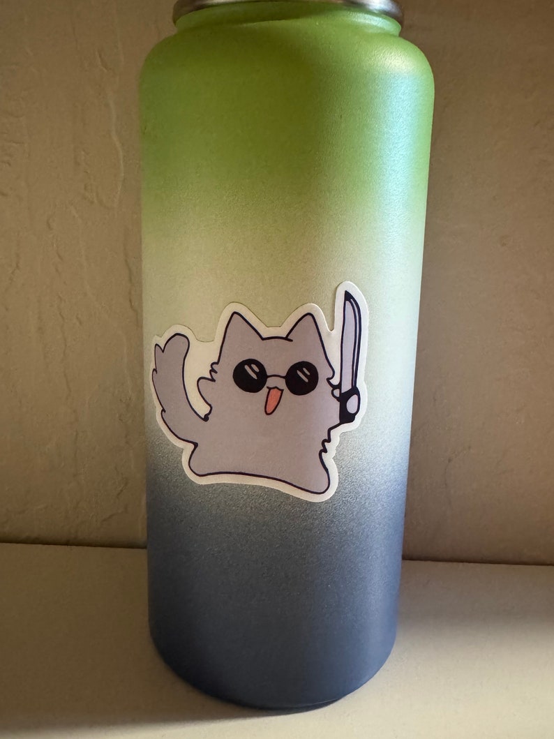 Gojo Cat Sword Sticker 3" Vinyl Die Cut - Etsy