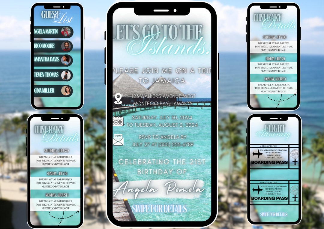 Destination Birthday Invitation, Modern Invite Printable, Template ...