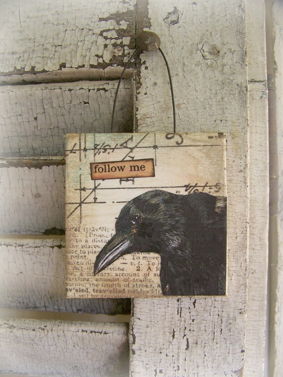 Original Crow Collage Vintage Crow Collage Altered Mixed Media | Etsy