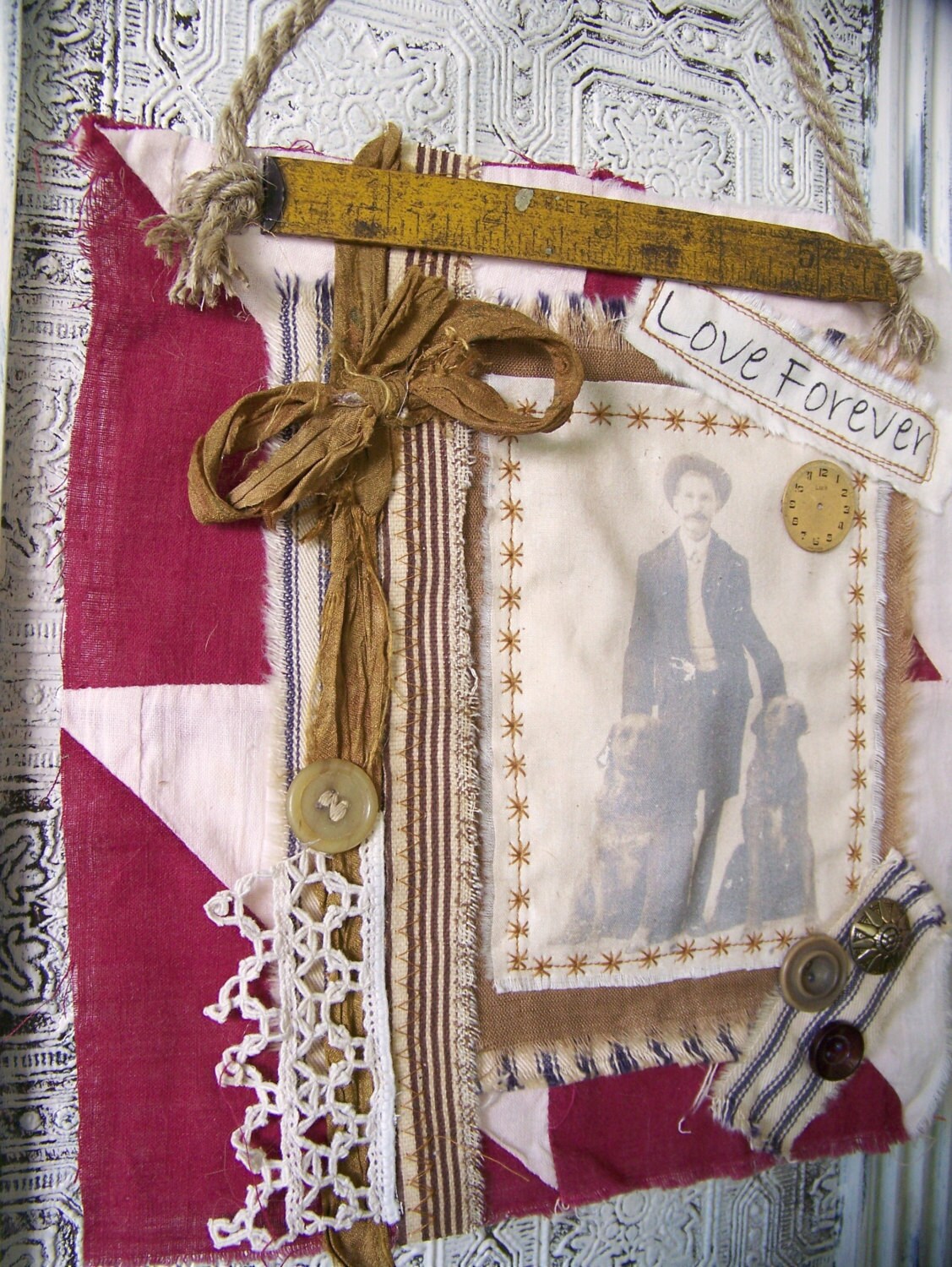 Original Dog Art Dog Collage Vintage Dog Wall Hanging Mixed Media ...