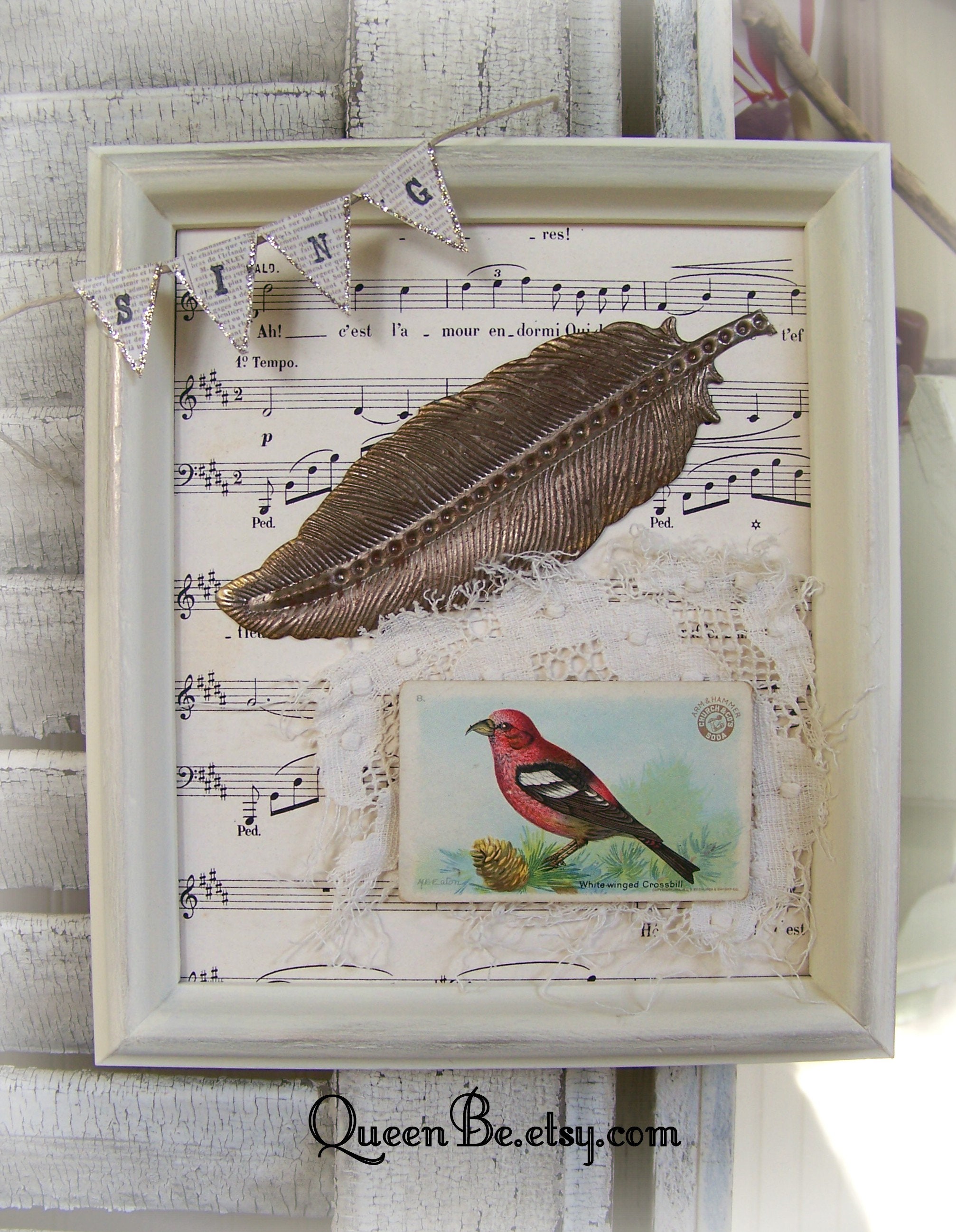 Handmade Tattered White Bird Collage Farmhouse White Decor - Etsy