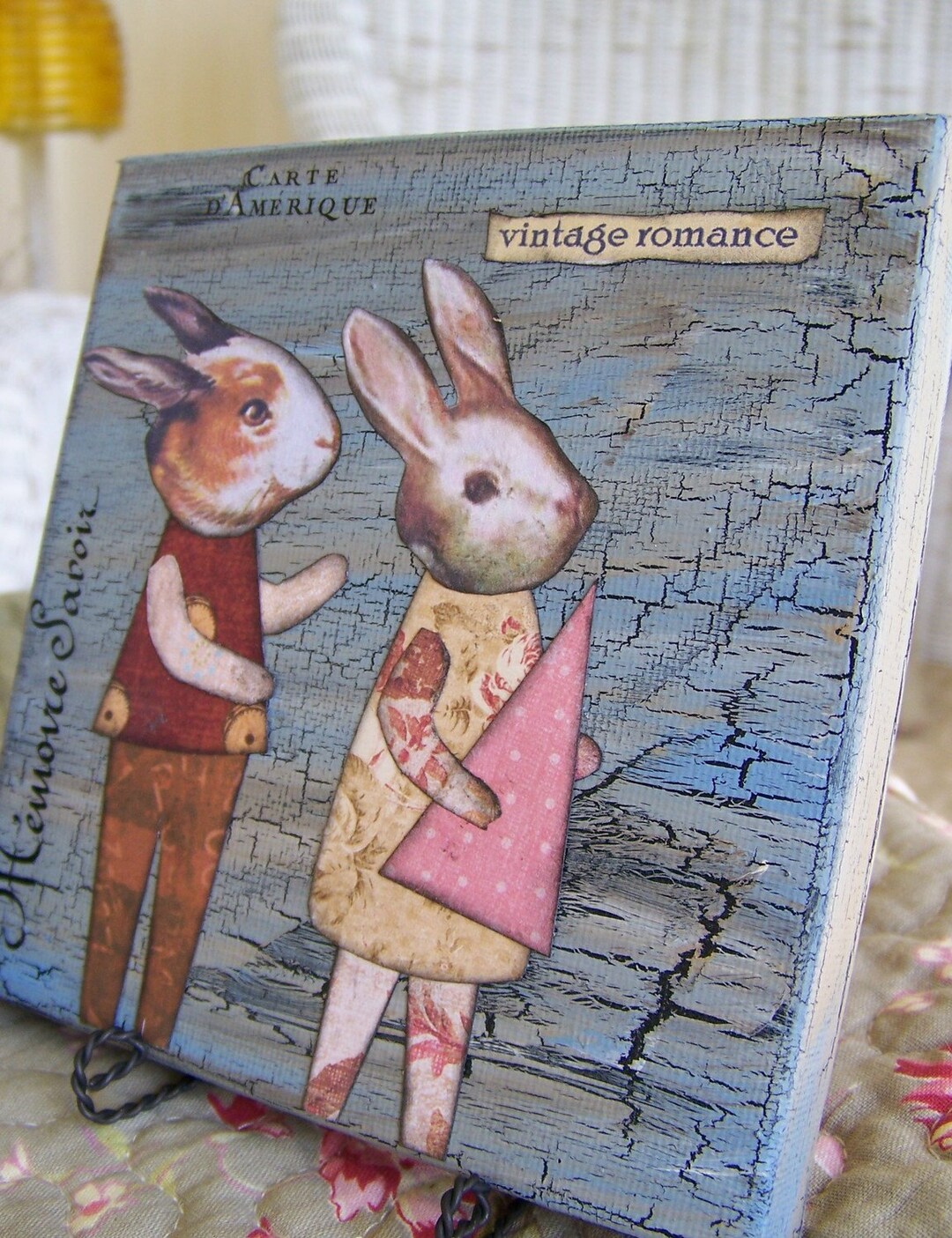 Altered Art Altered Rabbit Art French Collage Original Vintage Rabbit ...