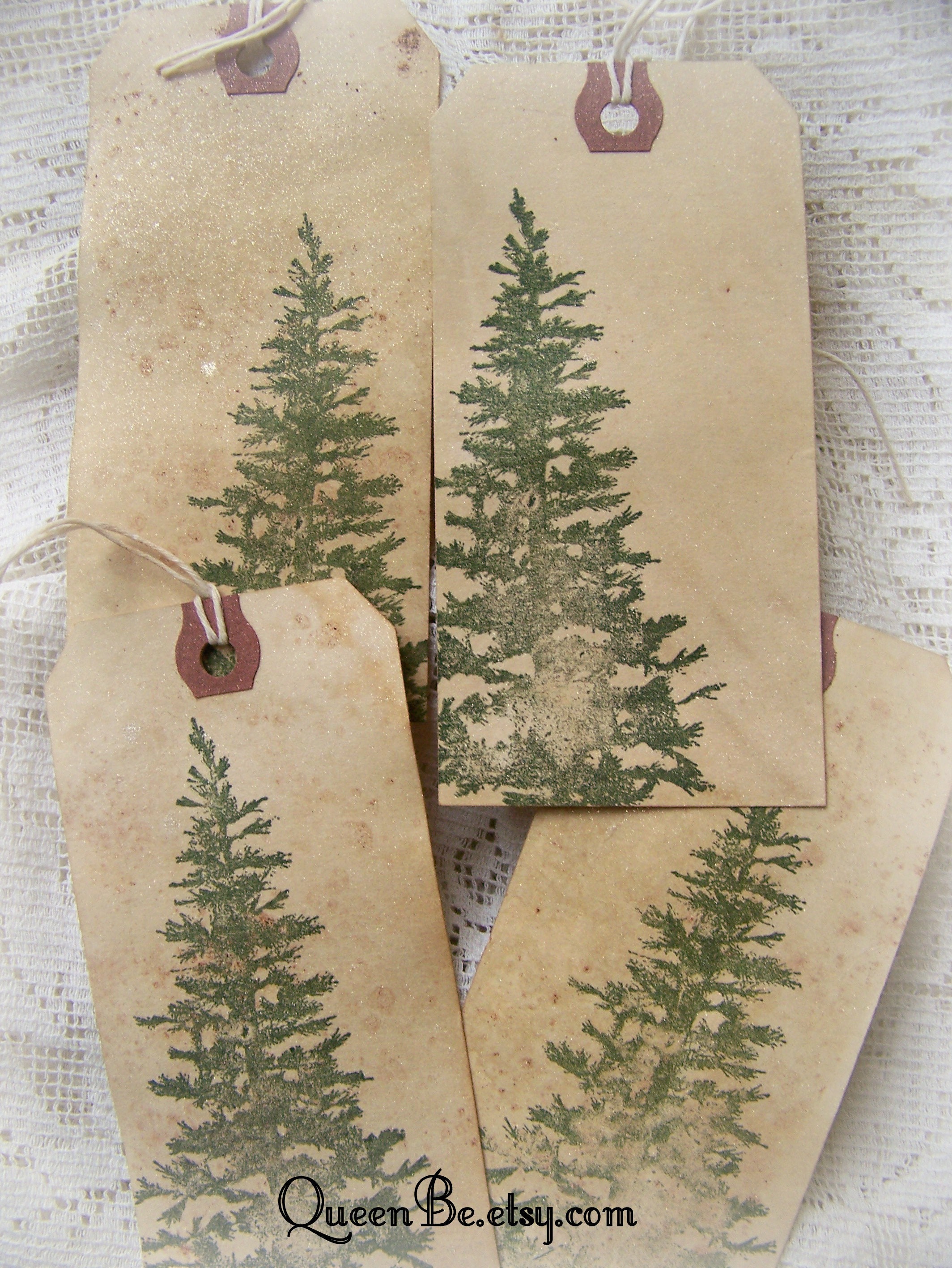 4 Gift Tags WOODLAND FOREST Vintage Grunge Woodland Snow Theme ...