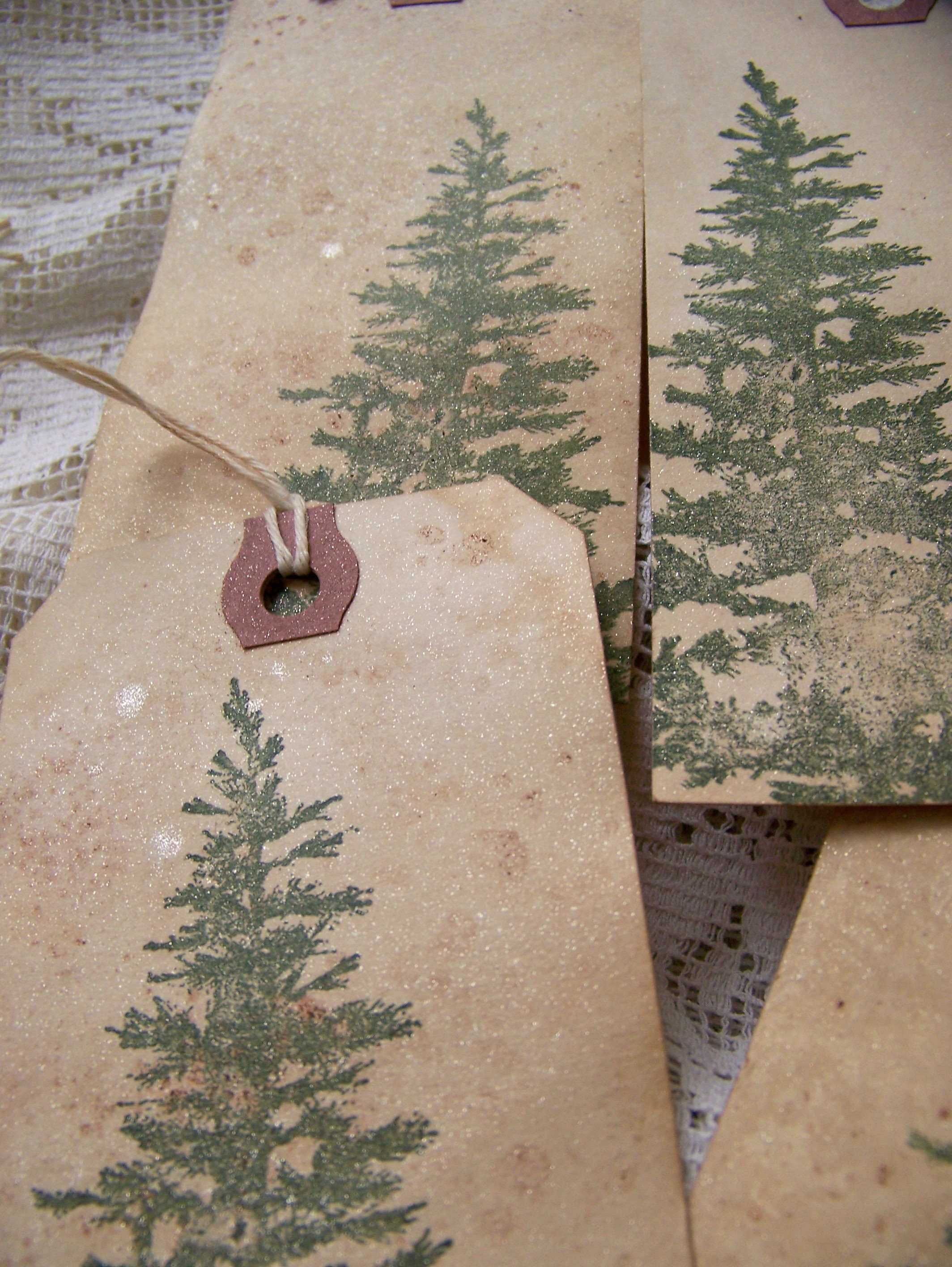 4 Gift Tags WOODLAND FOREST Vintage Grunge Woodland Snow Theme ...