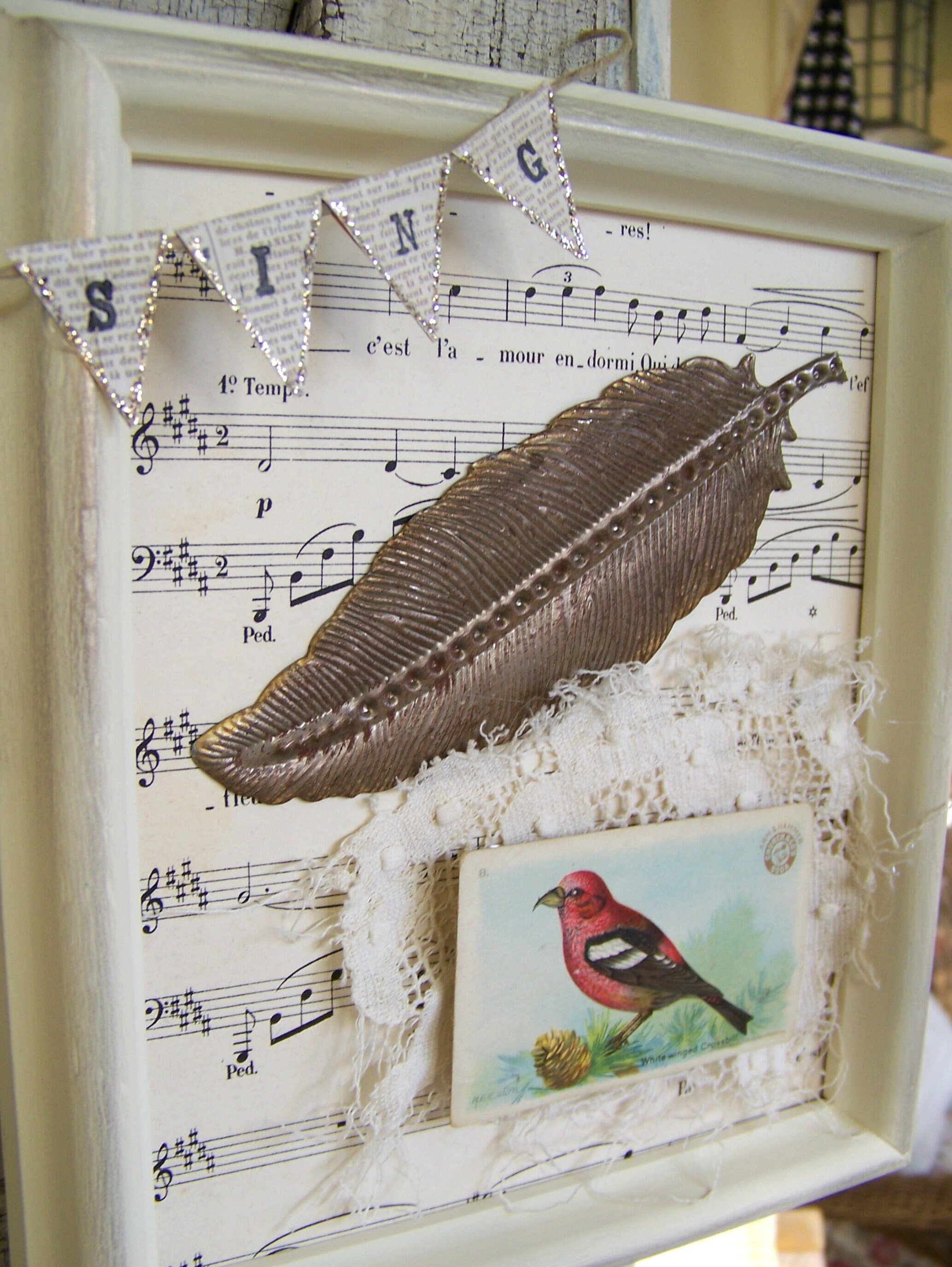 Handmade Tattered White Bird Collage Farmhouse White Decor - Etsy