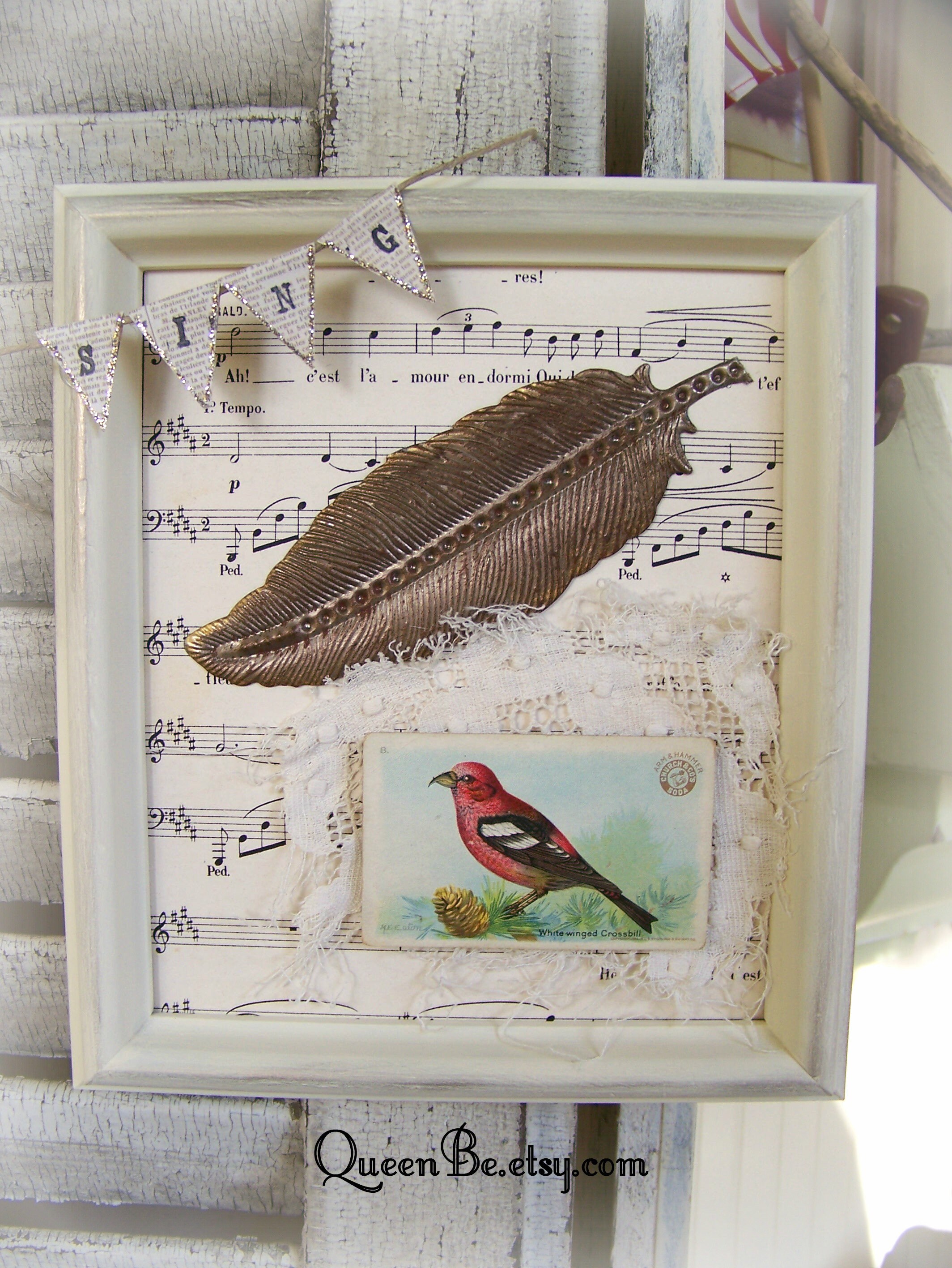 Handmade Tattered White Bird Collage Farmhouse White Decor - Etsy