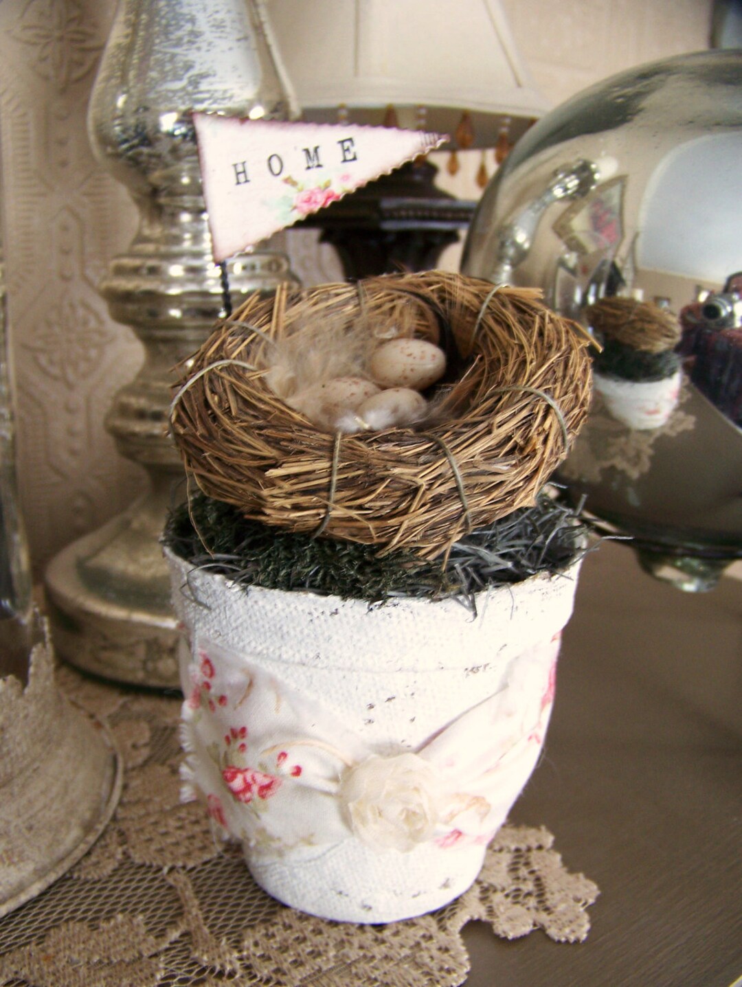 Spring Bird Flower Pot Vintage Peat Pot Handmade Spring Decoration ...