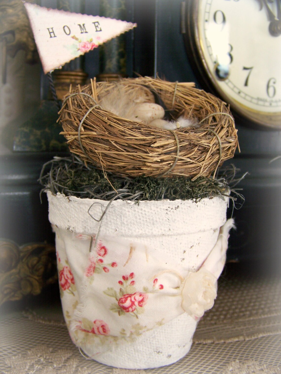 Spring Bird Flower Pot Vintage Peat Pot Handmade Spring Decoration ...