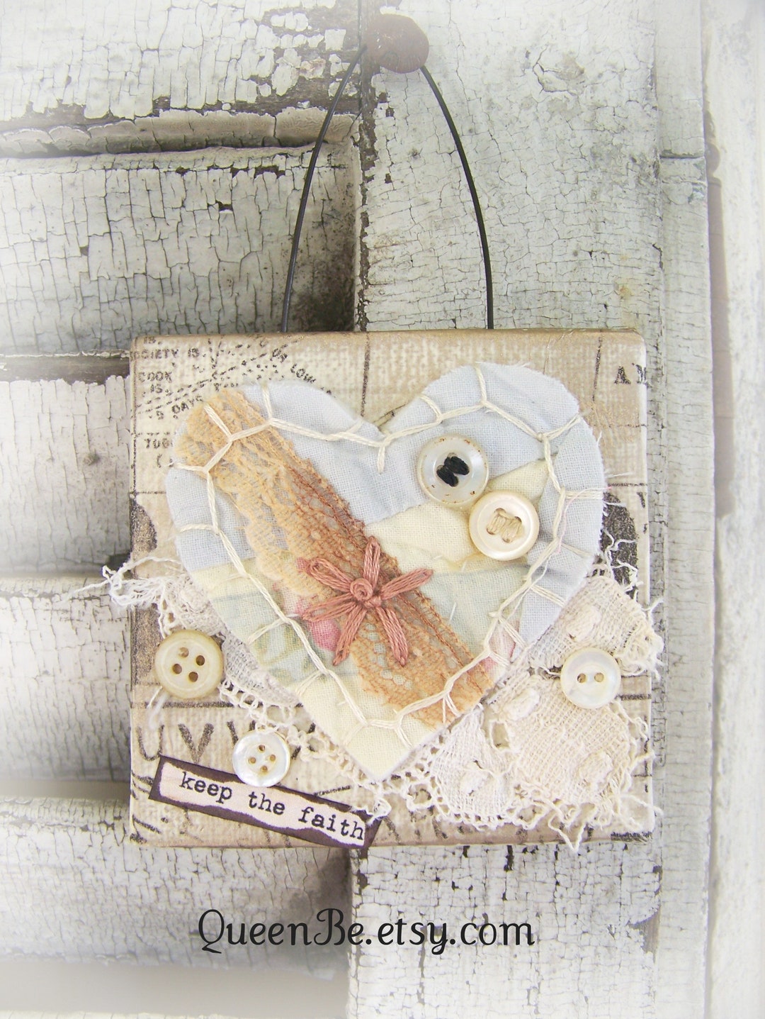 Handmade Original Collage Vintage Found Object Collage Vintage Lace ...