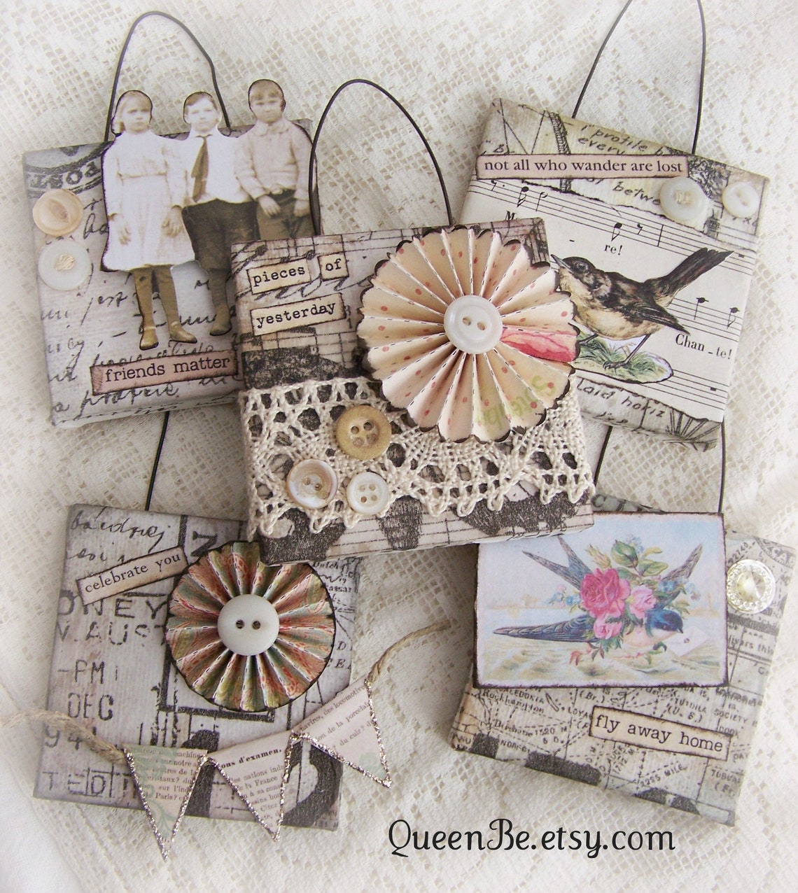 Original Antique Photograph Collage Vintage Altered Mixed Media Mini ...