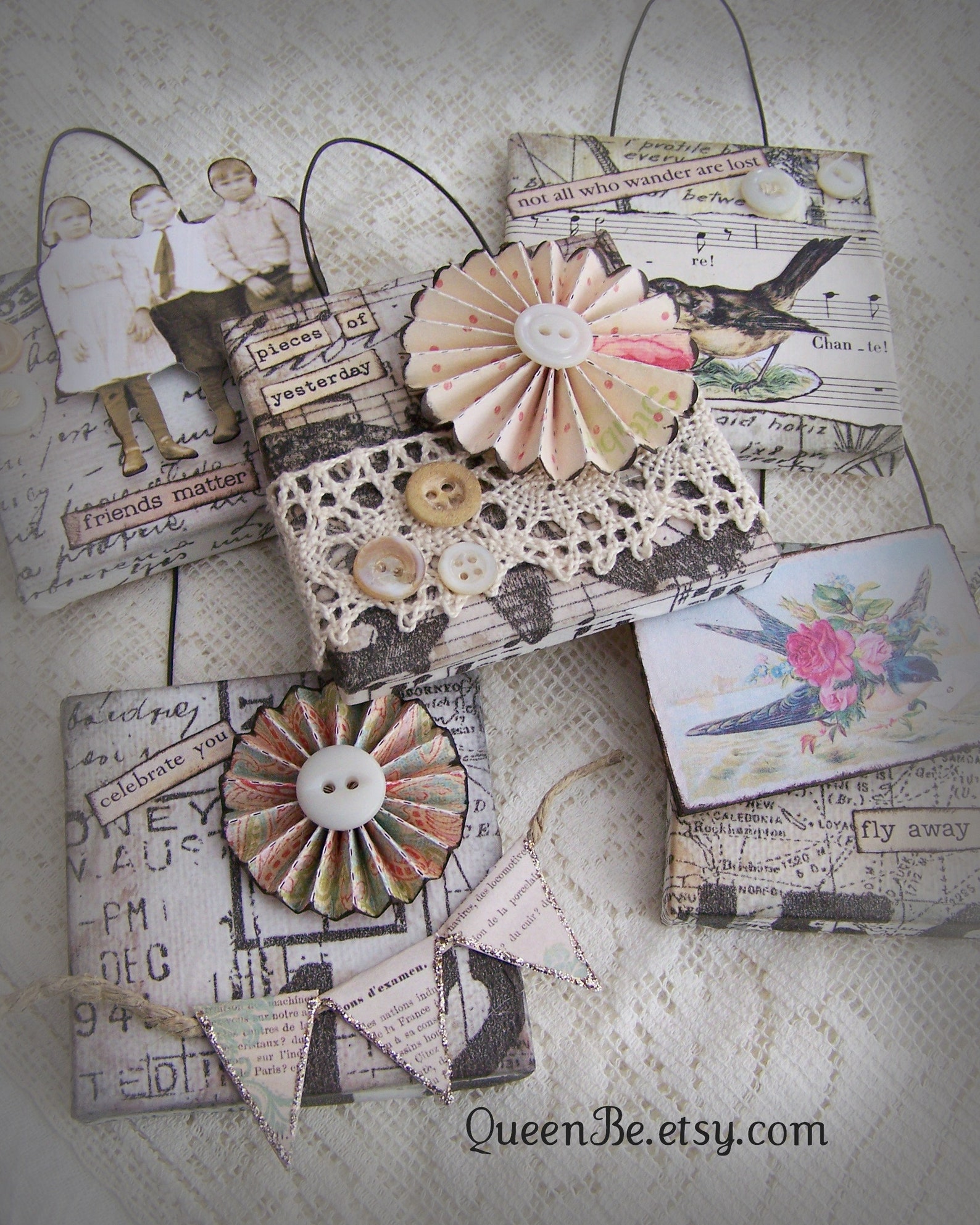 Original Antique Photograph Collage Vintage Altered Mixed Media Mini ...