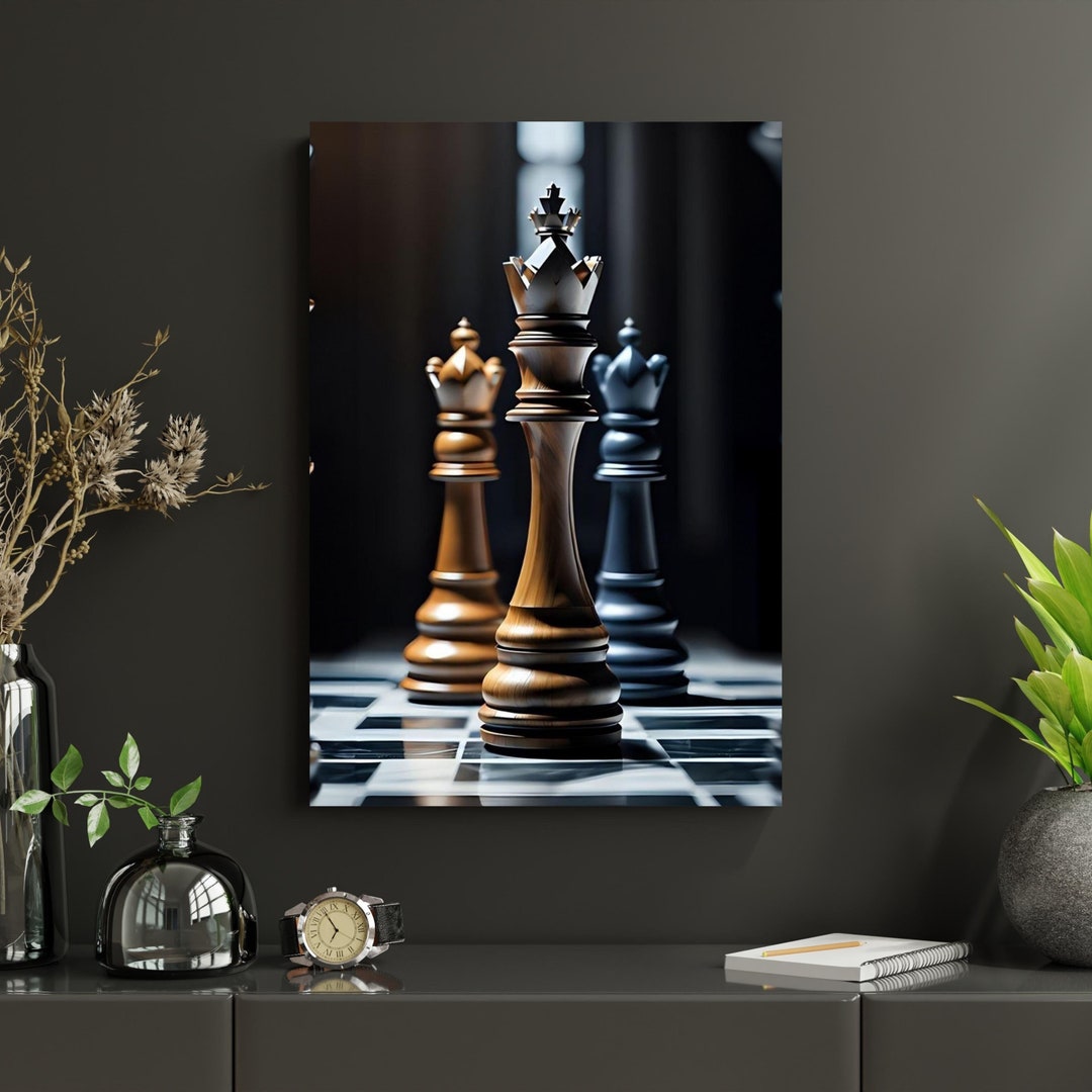 Chess Canvas Wall Art, Chess Art on Canvas, Chess Piece Wall Decor ...