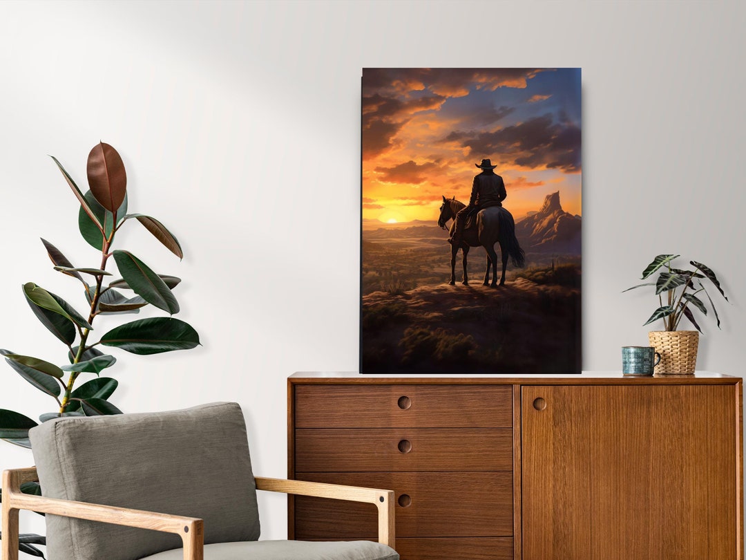 Cowboy Wall Art Canvas, Vintage Western Wall Art, Western Cowboy Decor ...