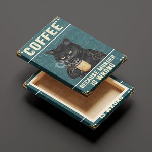 Black Cat Coffee Canvas, Funny Animal Canvas, Funny Wall Art, Cat Drink ...