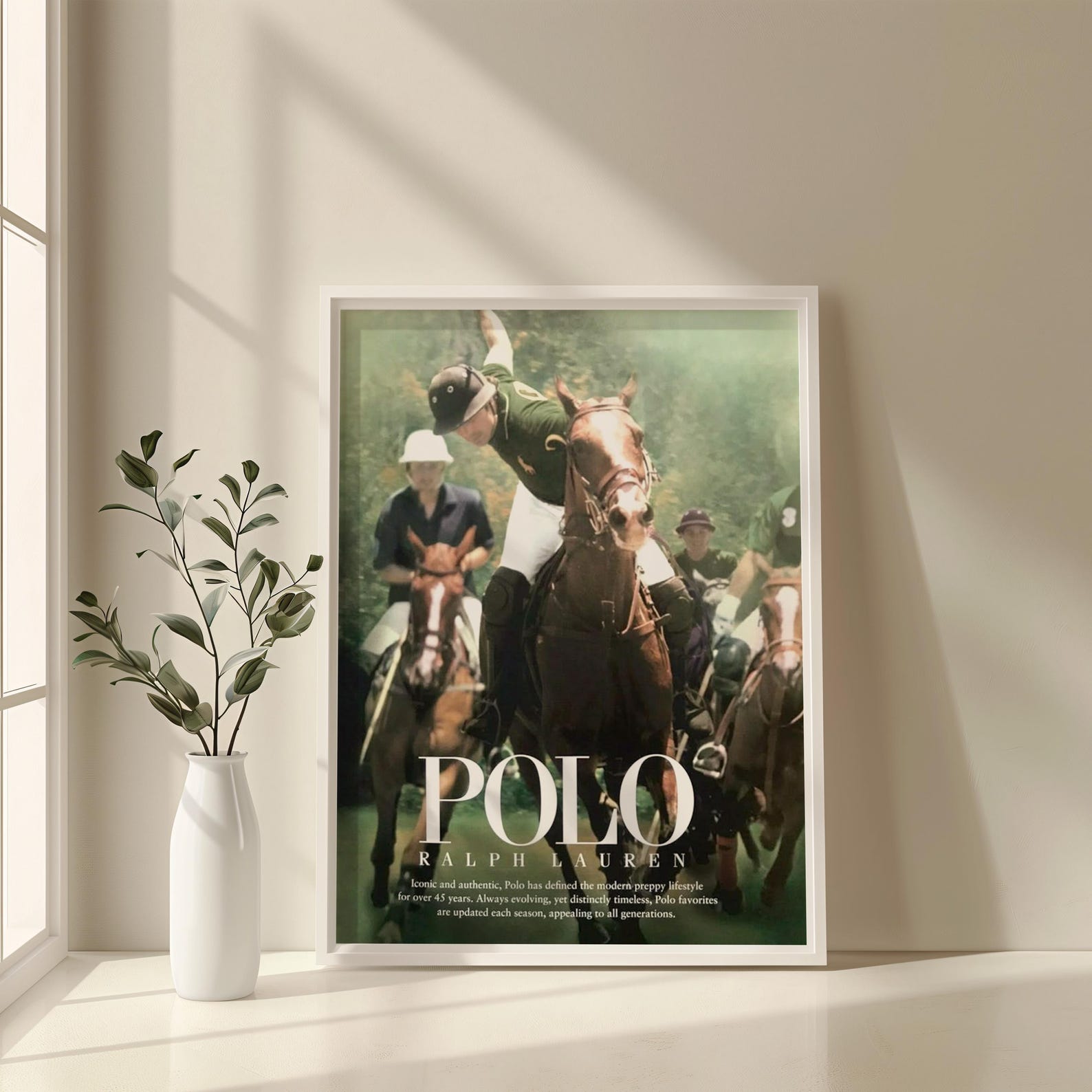 Vintage Polo Horse Racing Canvas, Ralph Lauren Style Polo, Equestrian ...