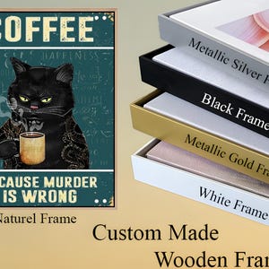 Black Cat Coffee Canvas, Funny Animal Canvas, Funny Wall Art, Cat Drink ...