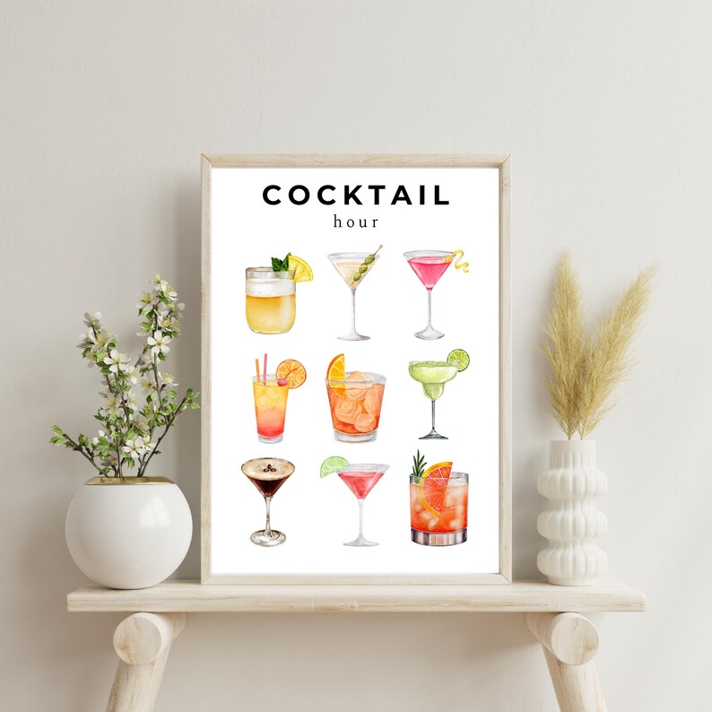 Instant Download Cocktail Art Bar Wall Decor Cocktail Party Poster Bar ...