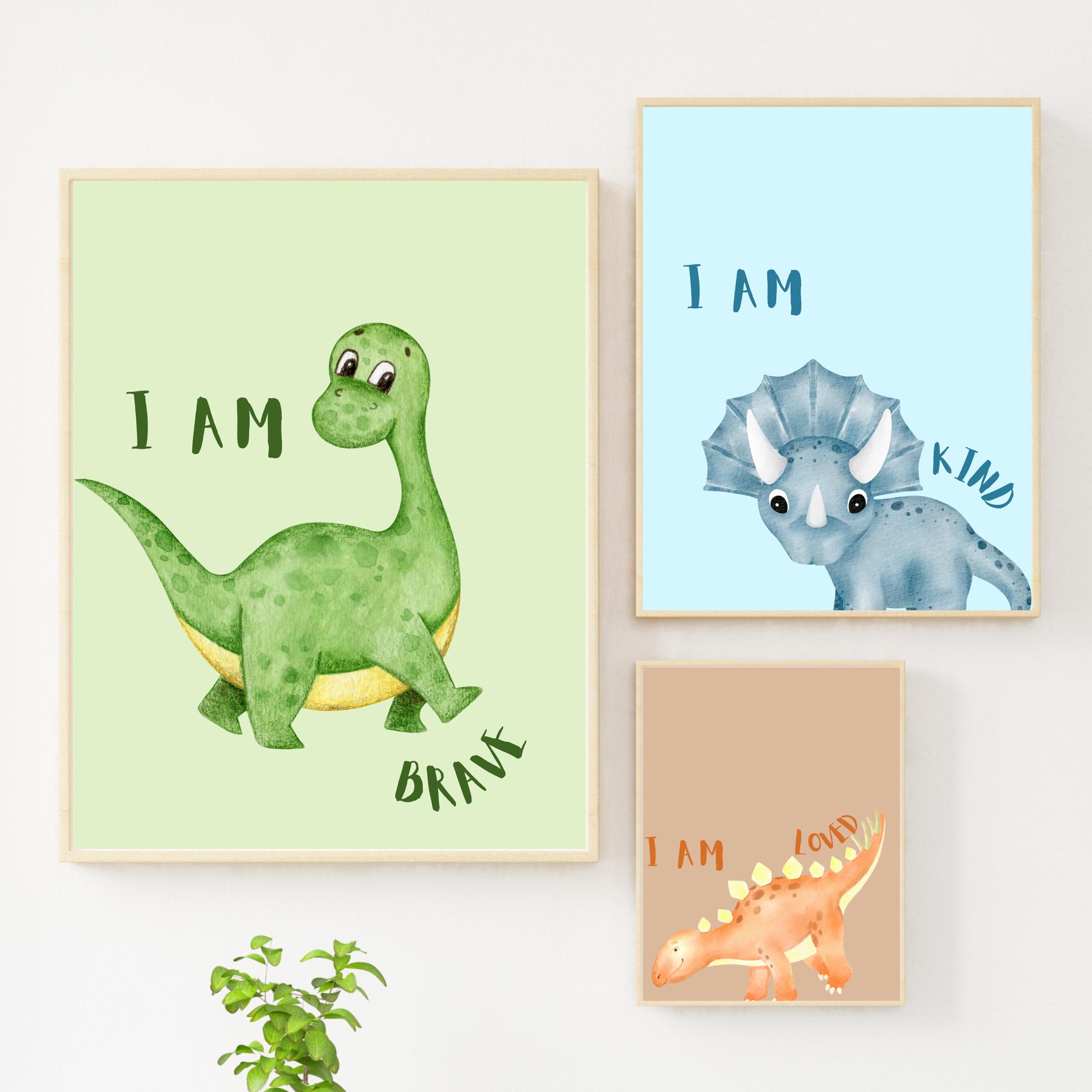 Set of 3 Dinosaur Wall Art A3 Instant Download Kids Room Decor Nursery ...