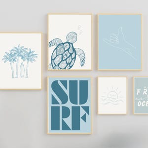 Set of 6 A3 Instant Download Surf Art Prints | Beach House Decor ...