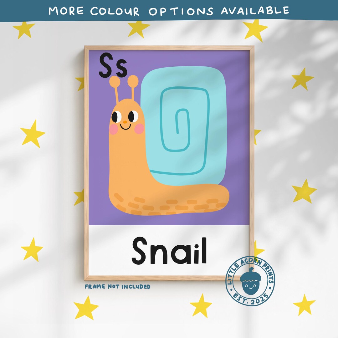 S is for Snail Alphabet Print | Kids Room Decor | Prints for Nursery ...