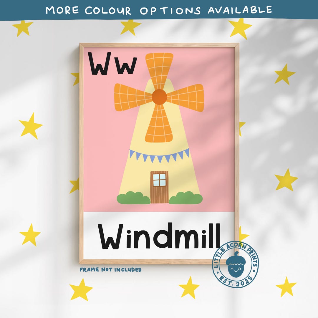 W is for Windmill Alphabet Print | Kids Room Decor | Prints for Nursery ...