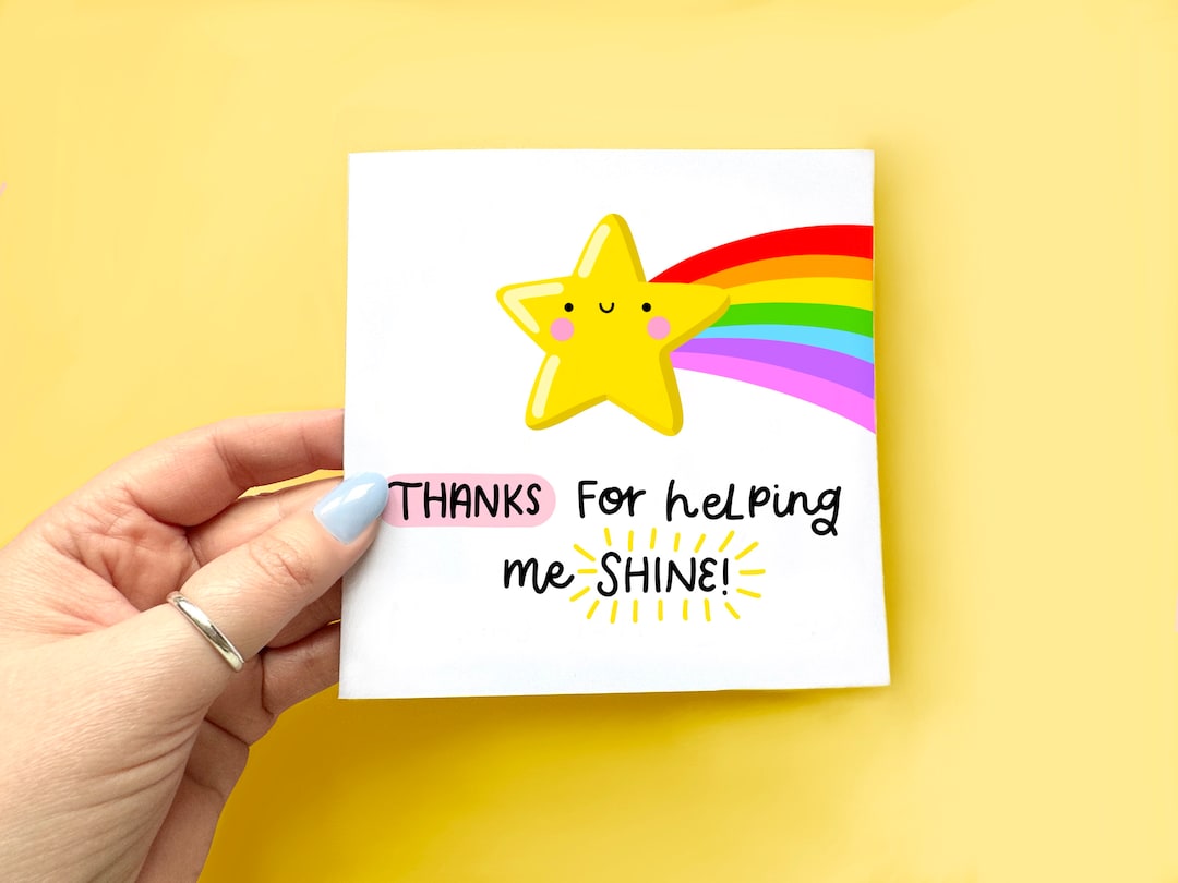 Rainbow Shining Star Thank You Card for Teacher, Thanks for Making Me ...