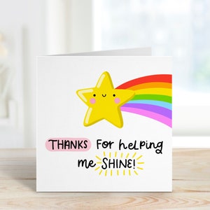 Rainbow Shining Star Thank You Card for Teacher, Thanks for Making Me ...