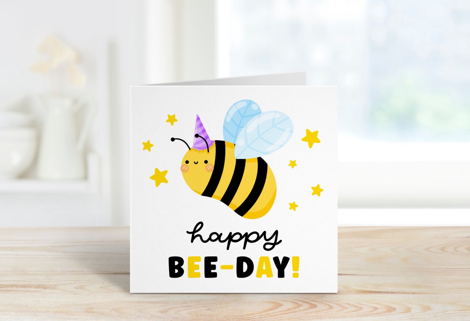 Happy Bee-day Cute Birthday Card, Bee Card, Bee Birthday Card ...