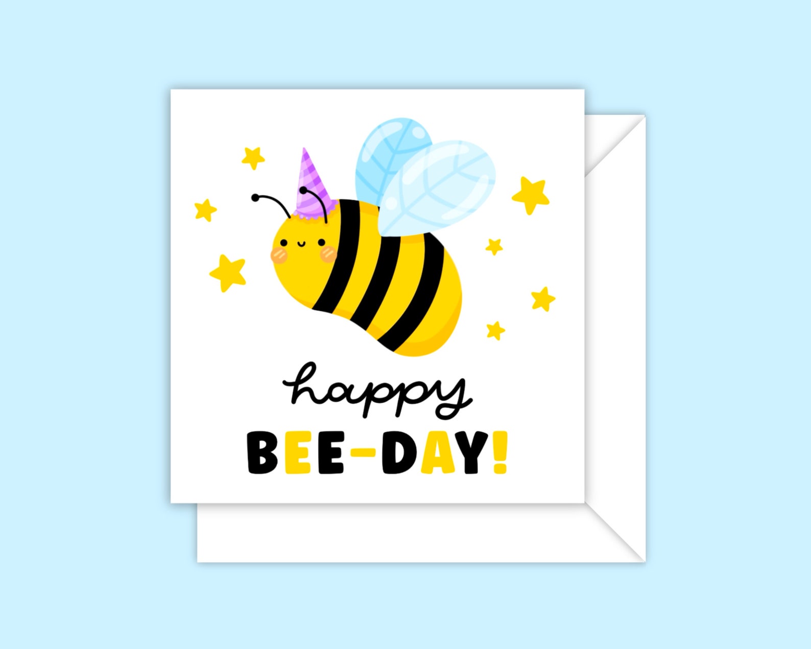 Happy Bee-day Cute Birthday Card, Bee Card, Bee Birthday Card ...