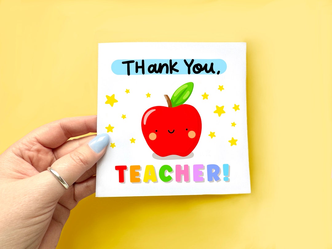 Red Apple Thank You Card for Teacher, Cute Thank You Card, Gift for End ...