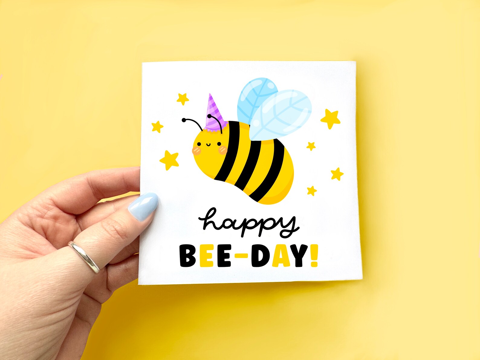 Happy Bee-day Cute Birthday Card, Bee Card, Bee Birthday Card ...
