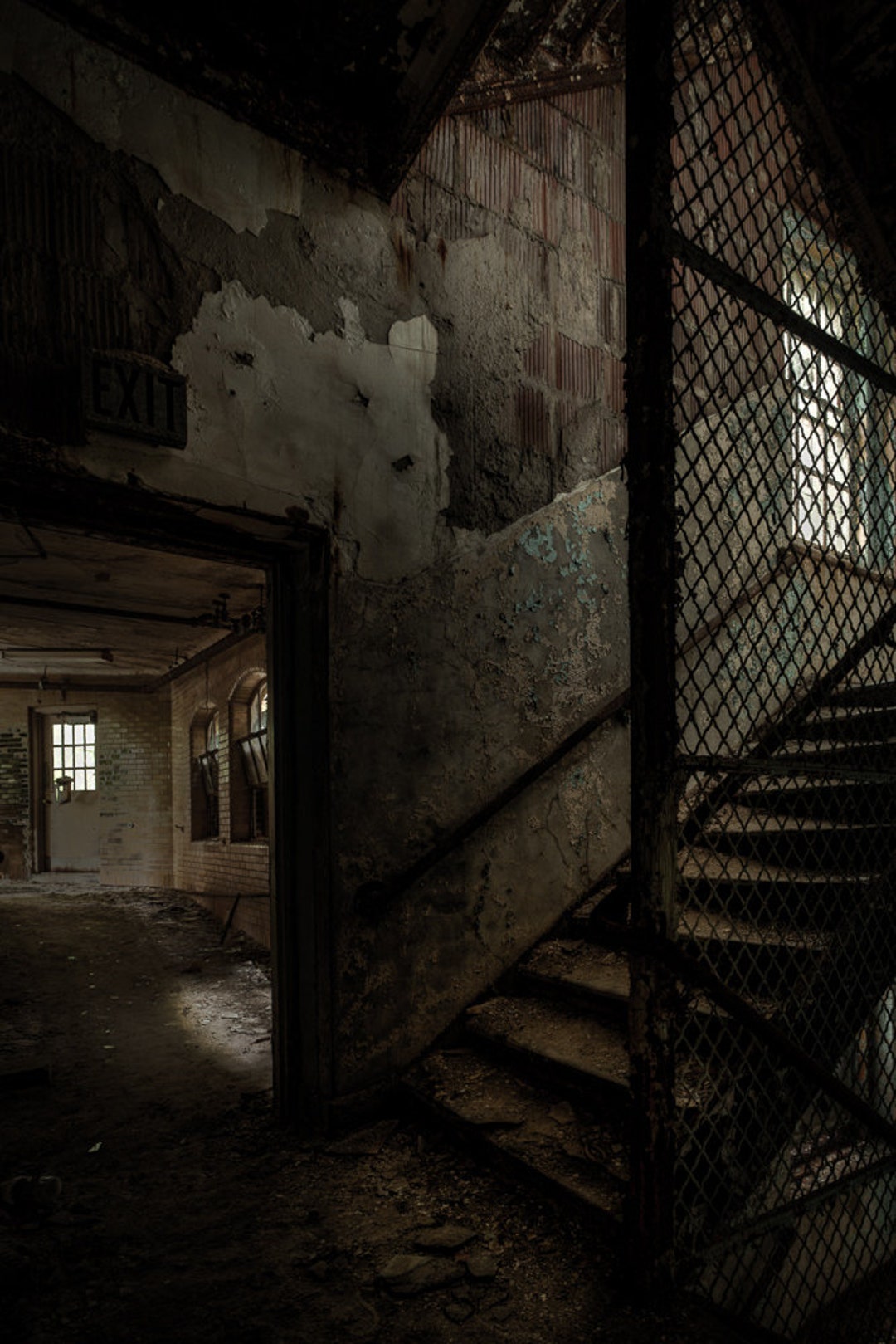 Stairs and Corridor, Abandoned Asylum Urban Exploration, HDR, Fine Art ...