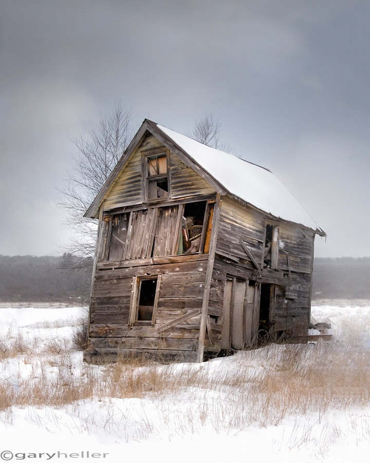 Portrait of Old Shack, Snowy Landscape Rustic Photograph, Old Barns ...