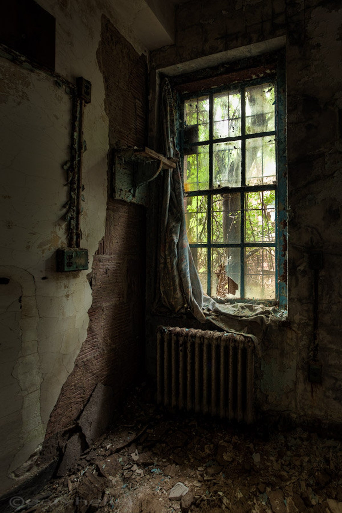 Draped, Abandoned Asylum, Old Curtain by Window, Fine Art Photograph ...