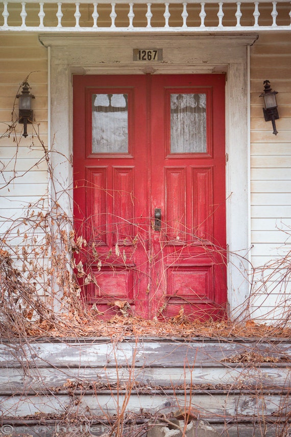 The Old Red Doors on the Abandoned House Vertical Format | Etsy