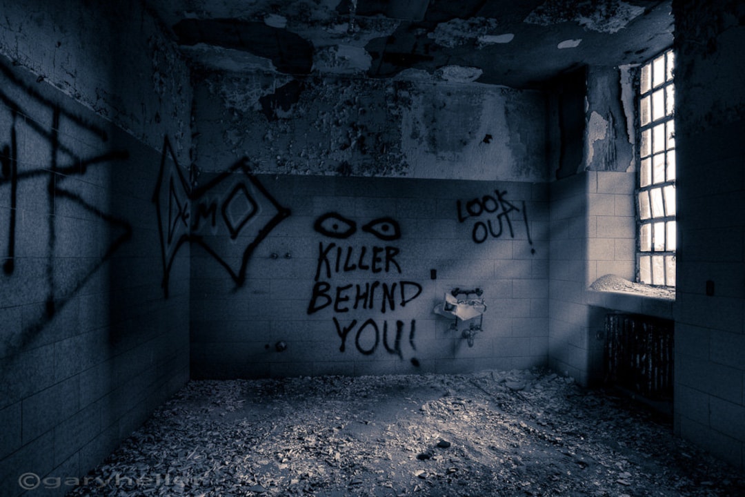 Killer Behind You, Writing on the Wall Inside Old Asylum, Old Building ...