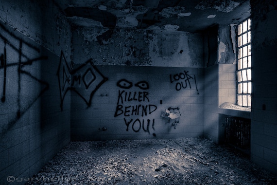 Killer Behind You Writing on the Wall Inside Old Asylum Old | Etsy