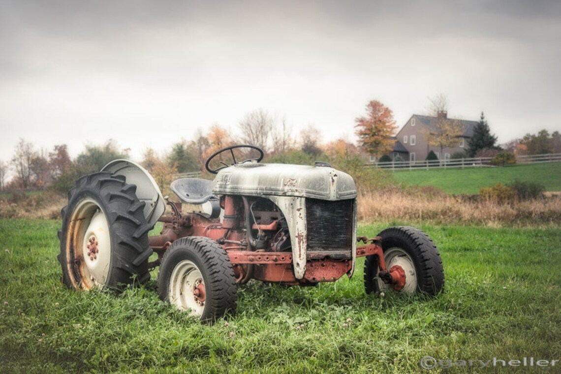 Old Tractor and Farmhouse, Rustic Autumn, Color Landscape, Farm ...