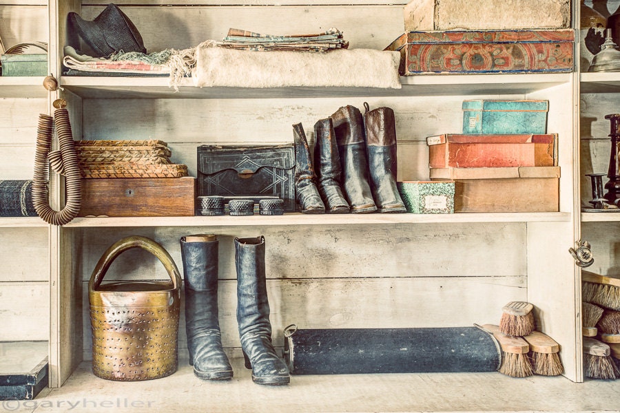 Boots and Things, on the Shelves of the Old General Store, 19th Century ...